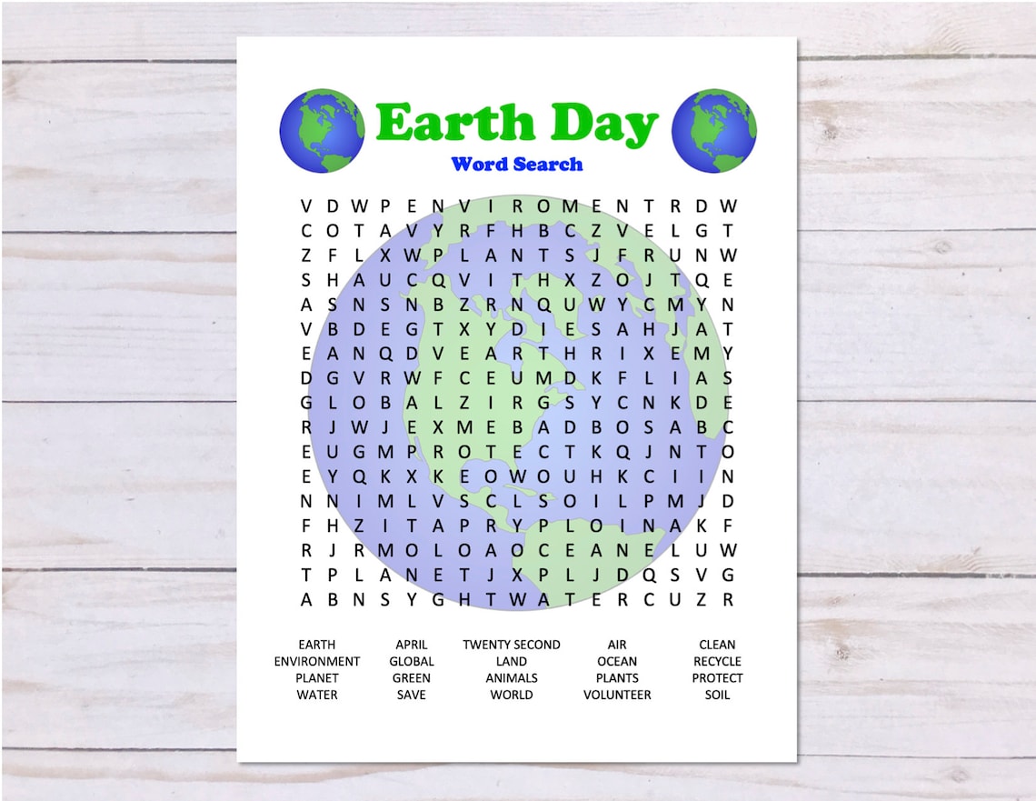 Set of 3 Earth Day Word Games Word Search Word Scramble | Etsy