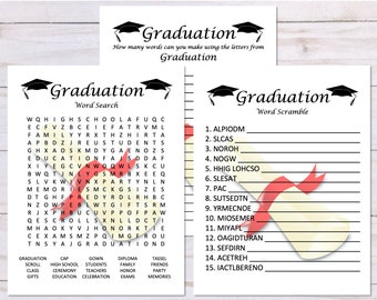 Set of 3 College Graduation Games, Word Search, Word Scramble, Anagram ...