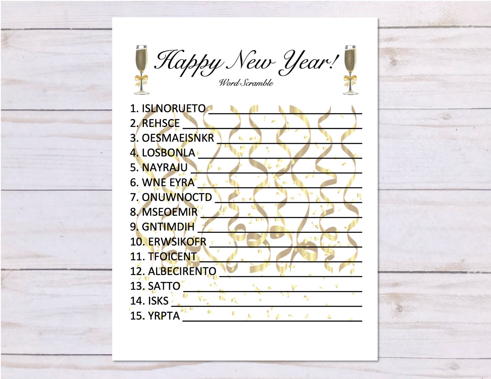 Set of 4 Happy New Year Games, Word Search, Word Scramble, Anagram, My ...