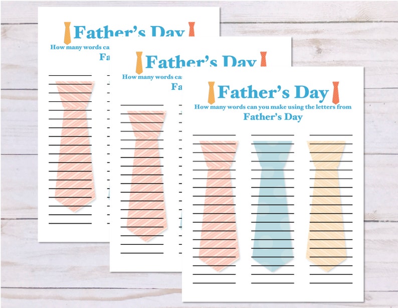 Set of 3 Father's Day Word Games, Word Search, Word Scramble, Anagram ...