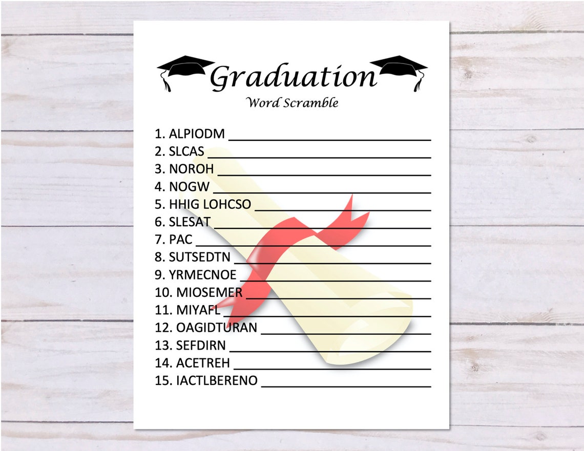 Set of 3 High School Graduation Games Word Search, Word Scramble ...