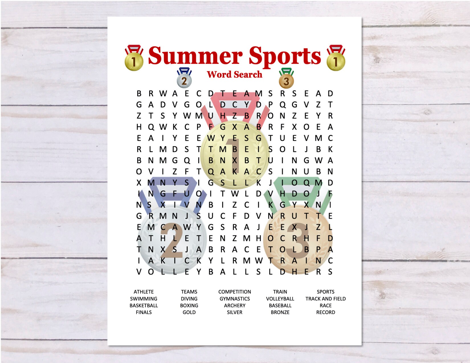 Set of 3 Summer Sports Games Word Search Word Scramble - Etsy