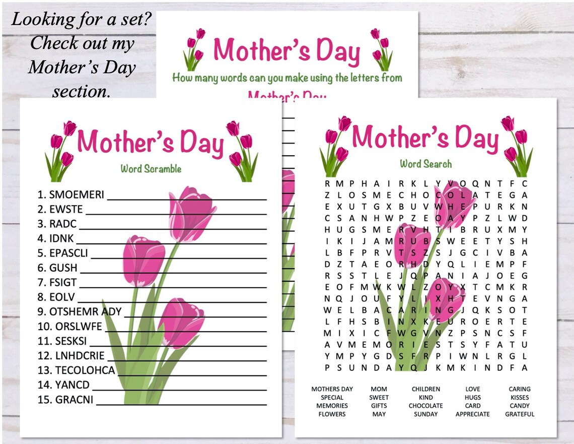 Mother's Day Word Game Anagram Mother's Day Party | Etsy