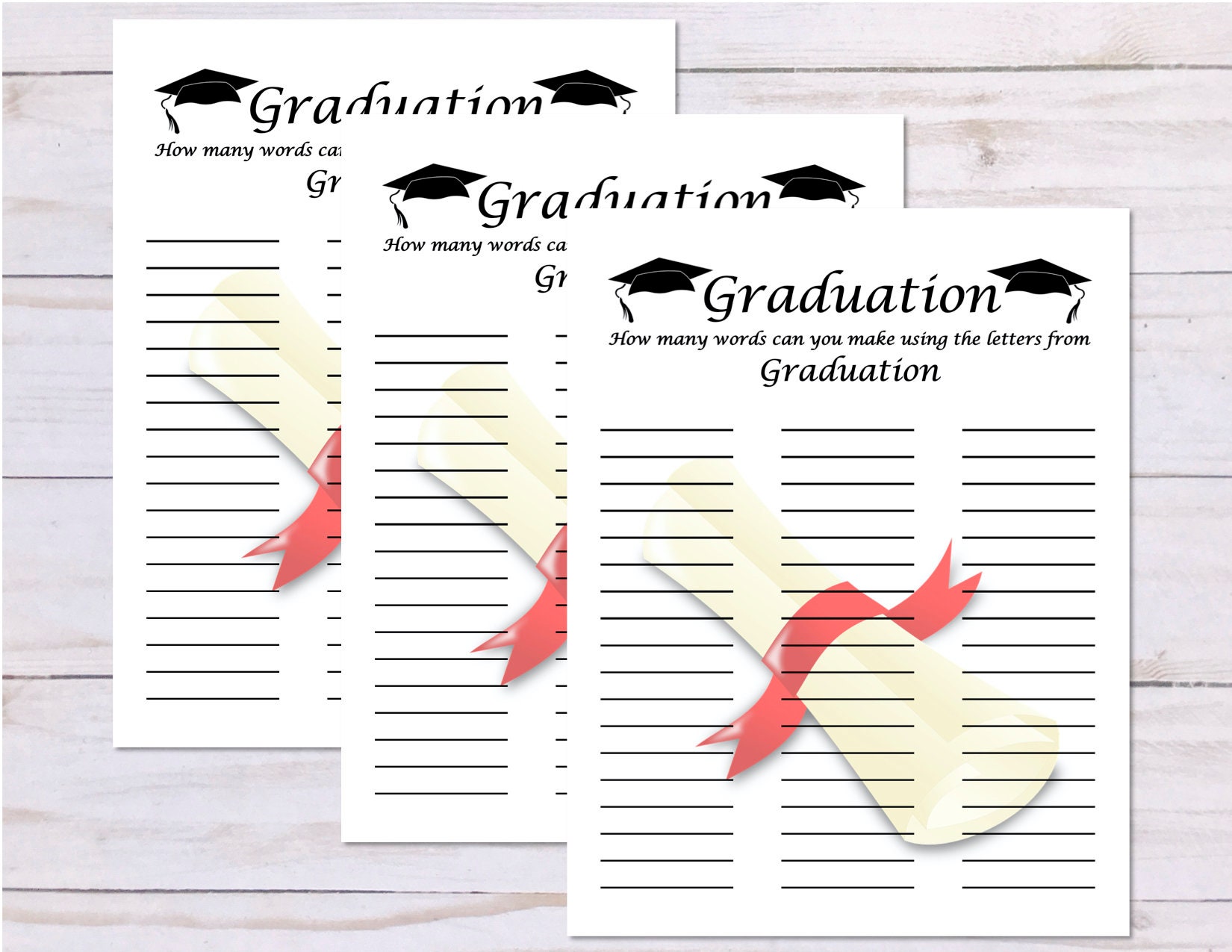 Set of 3 High School Graduation Games Word Search, Word Scramble ...