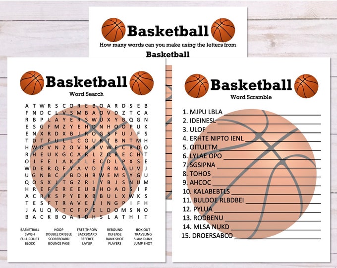 Set of 3 Basketball Games, Word Search, Word Scramble, Anagram ...