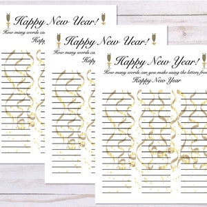 Set of 4 Happy New Year Games, Word Search, Word Scramble, Anagram, My ...