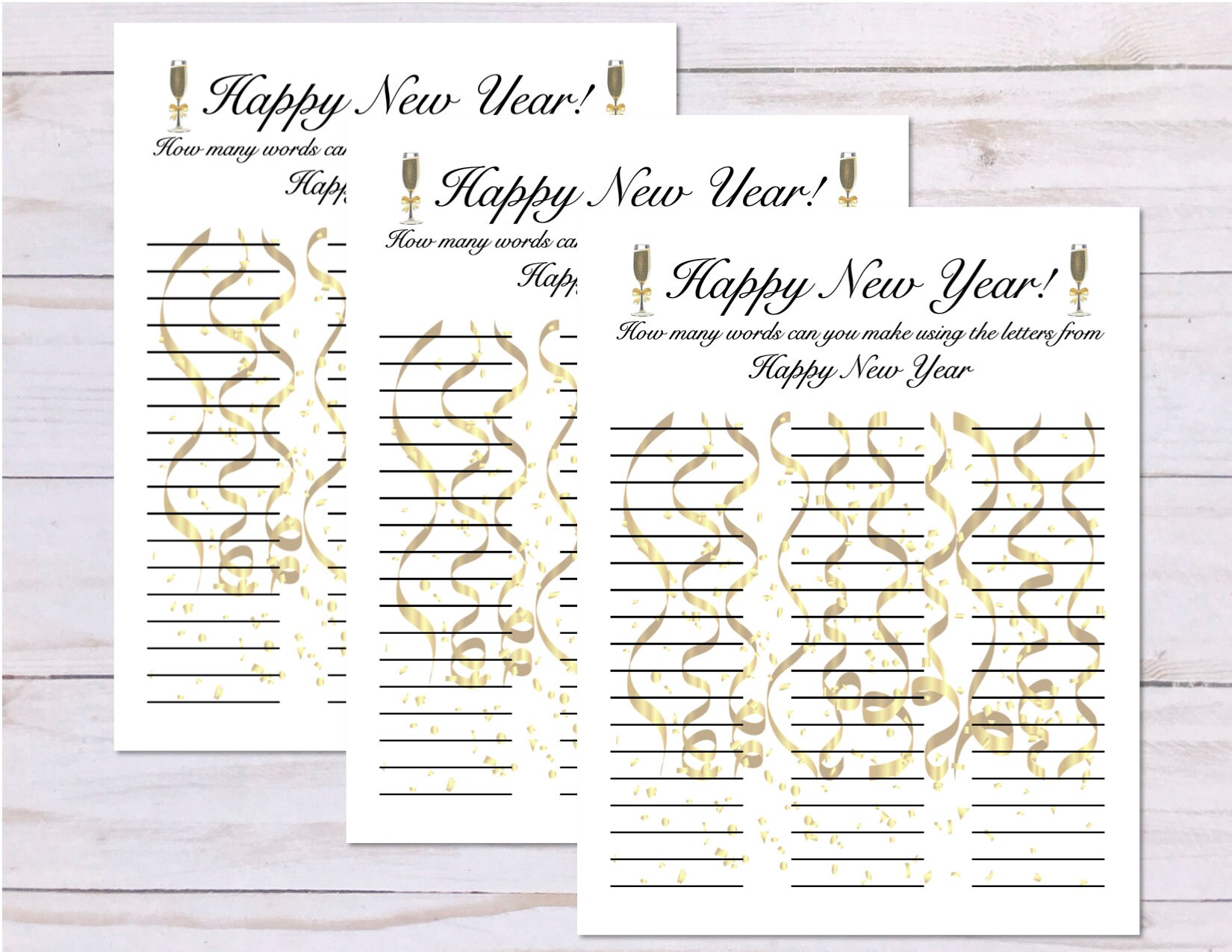 Set of 4 Happy New Year Games, Word Search, Word Scramble, Anagram, My ...