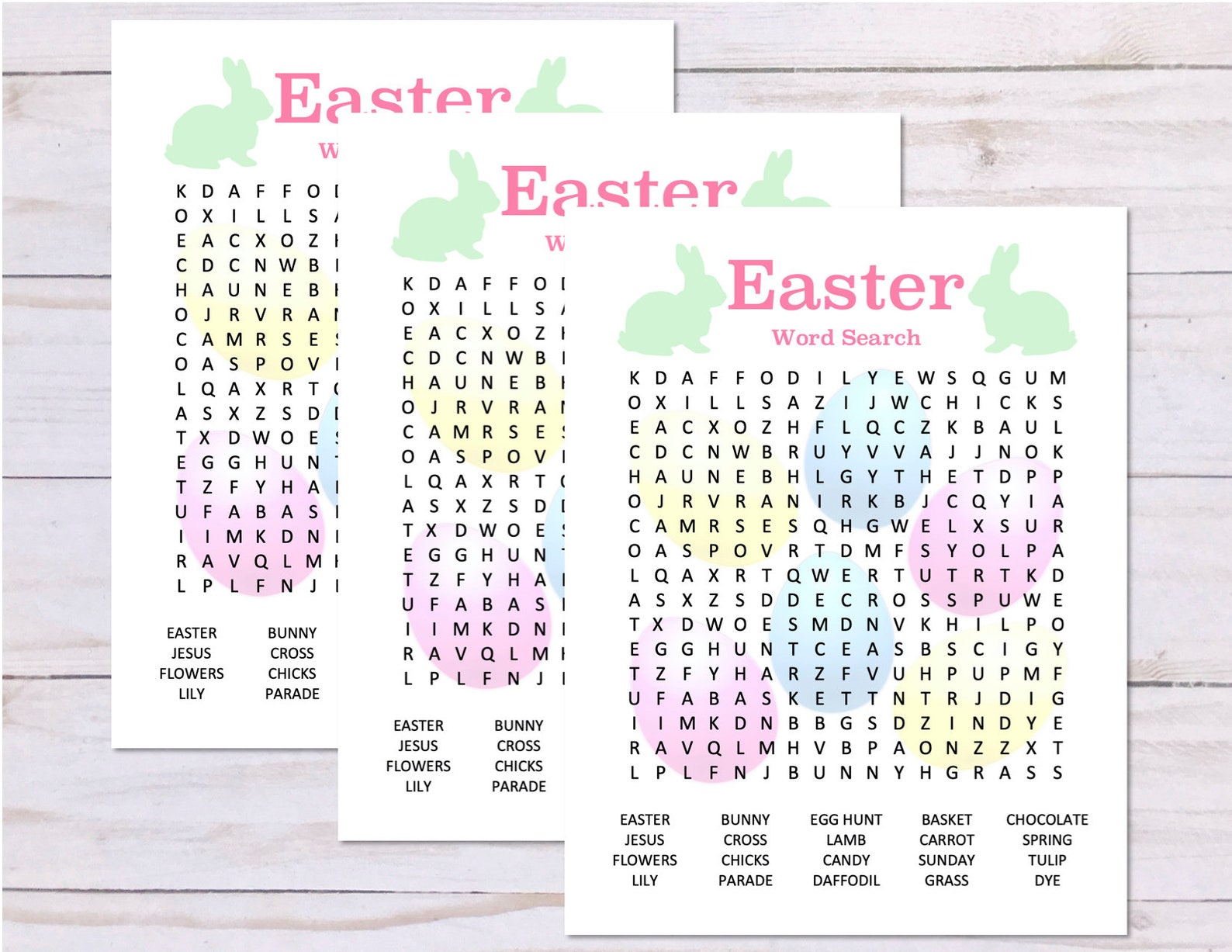 Set of 2 Easter Word Search Game, Easter Word Scramble, Easter Party ...