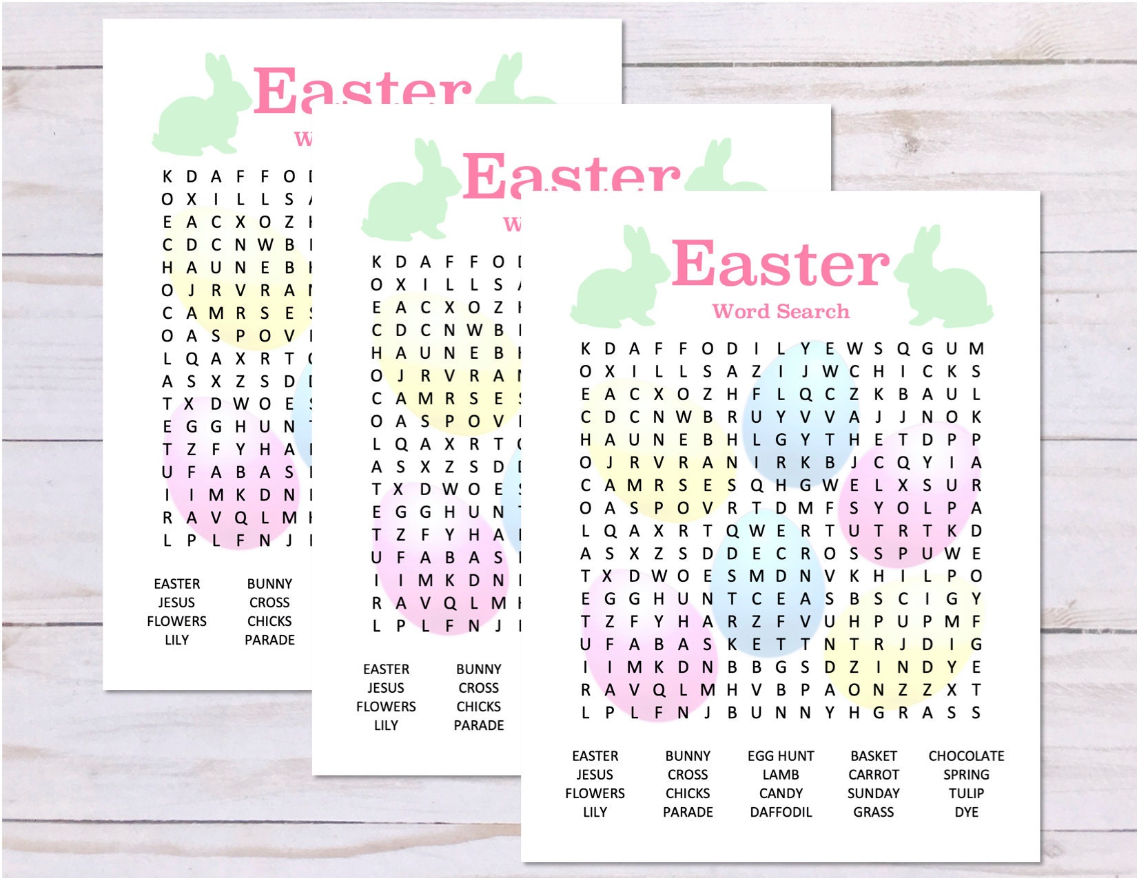 Set of 2 Easter Word Search Game, Easter Word Scramble, Easter Party ...