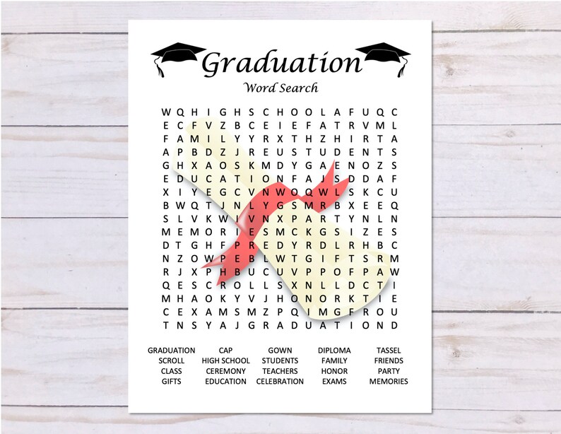 Set of 3 High School Graduation Games Word Search, Word Scramble ...