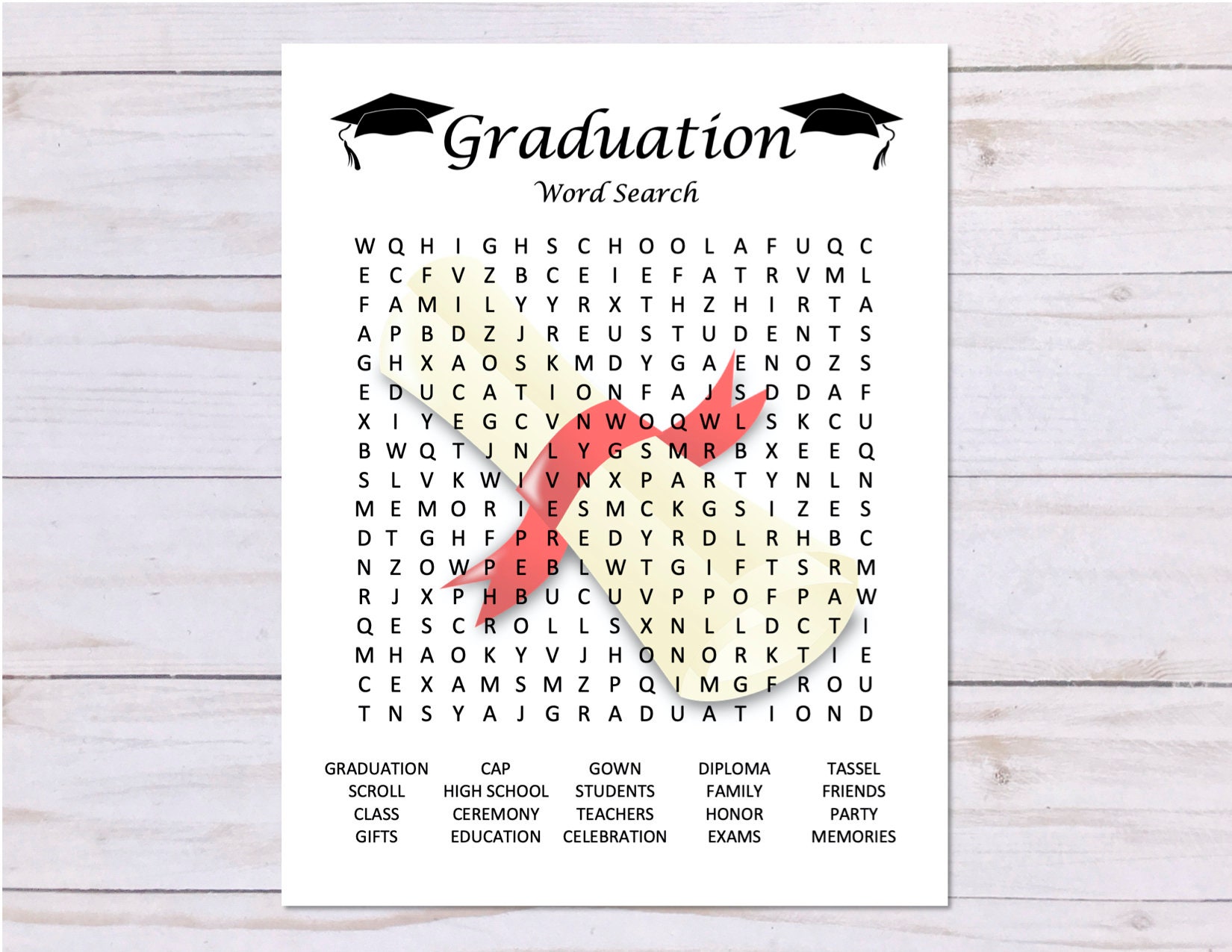 Set of 3 High School Graduation Games Word Search, Word Scramble ...