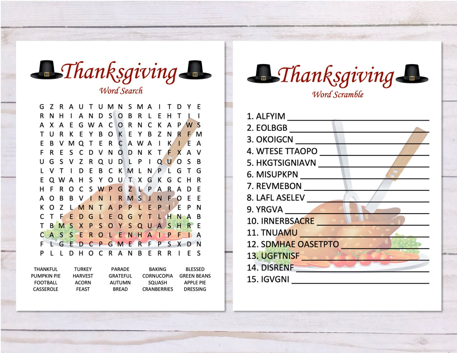 12 Thanksgiving Games, Word Search, Word Scramble, Anagram, Scavenger ...