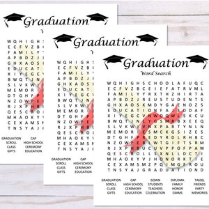 Set of 3 High School Graduation Games Word Search, Word Scramble ...