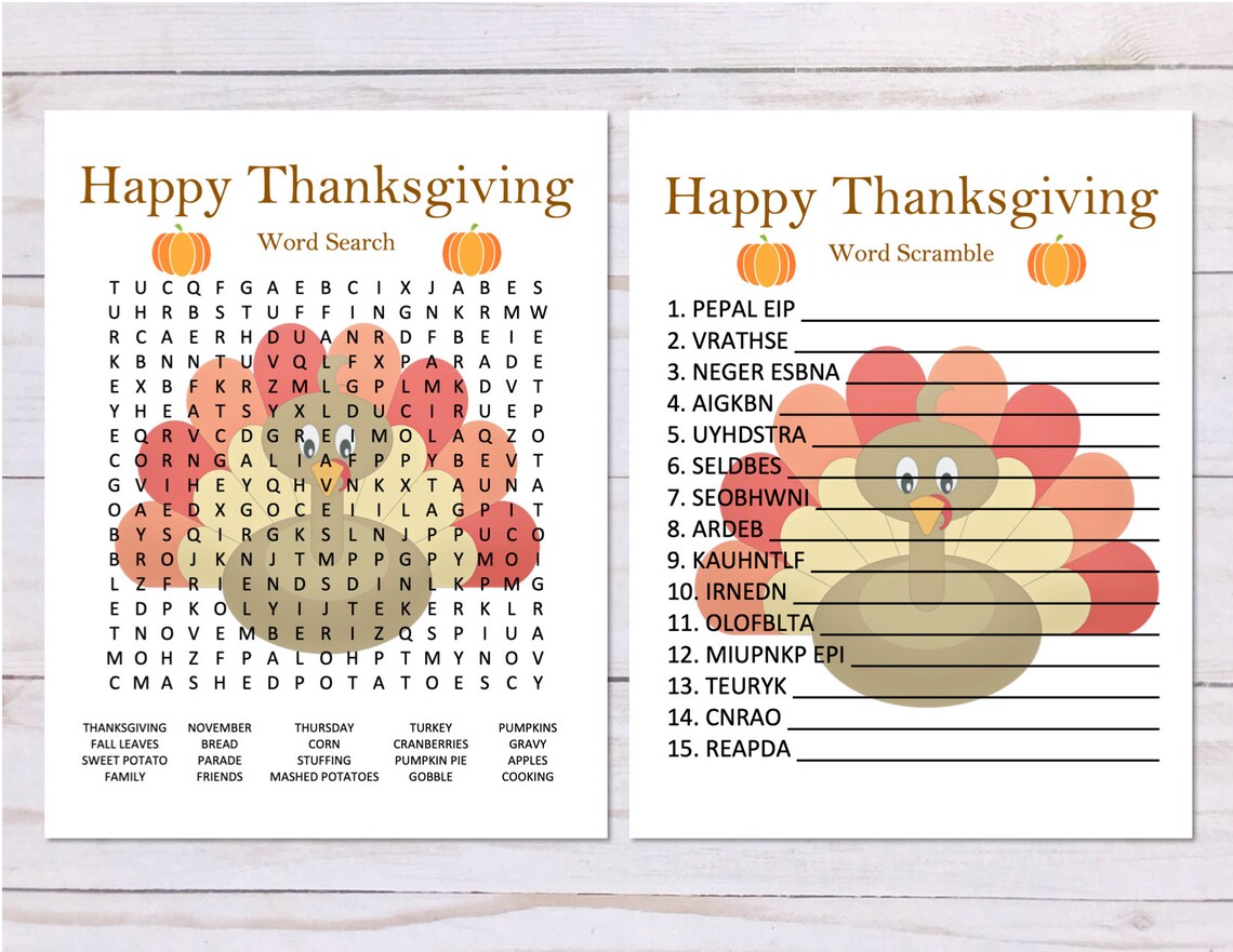 12 Thanksgiving Games Word Search Word Scramble Anagram - Etsy
