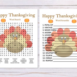 12 Thanksgiving Games, Word Search, Word Scramble, Anagram, Scavenger ...