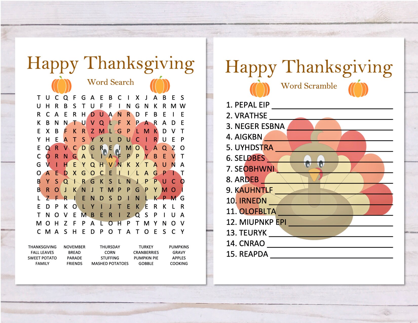12 Thanksgiving Games, Word Search, Word Scramble, Anagram, Scavenger ...