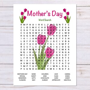 Set of 3 Mother's Day Word Games, Word Search, Word Scramble, Anagram ...