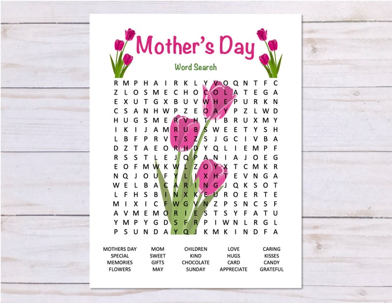 Set of 3 Mother's Day Word Games, Word Search, Word Scramble, Anagram ...