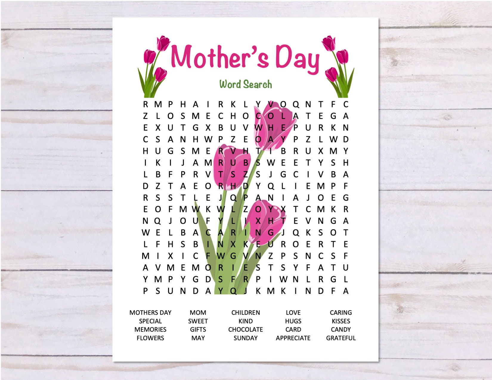 Set of 3 Mother's Day Word Games, Word Search, Word Scramble, Anagram ...