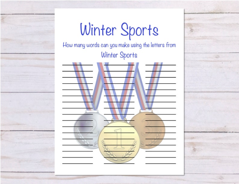 Set of 3 Winter Sports Games, Word Search, Word Scramble, Anagram ...