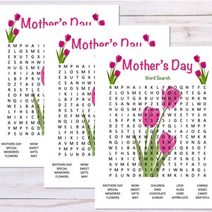Set of 3 Mother's Day Word Games, Word Search, Word Scramble, Anagram ...