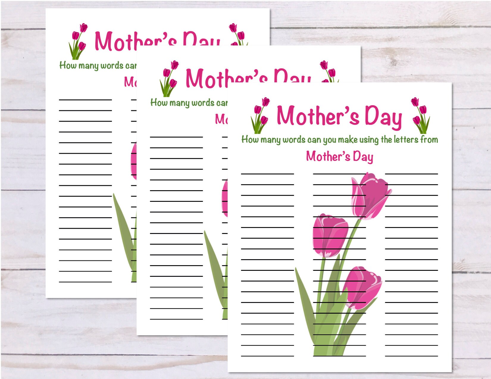 Set of 3 Mother's Day Word Games, Word Search, Word Scramble, Anagram ...