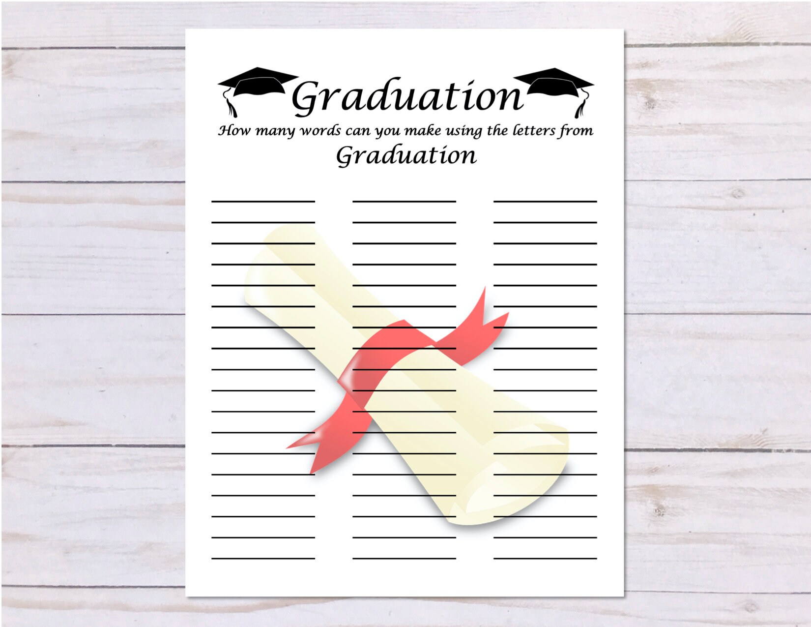 Set of 3 High School Graduation Games Word Search, Word Scramble ...