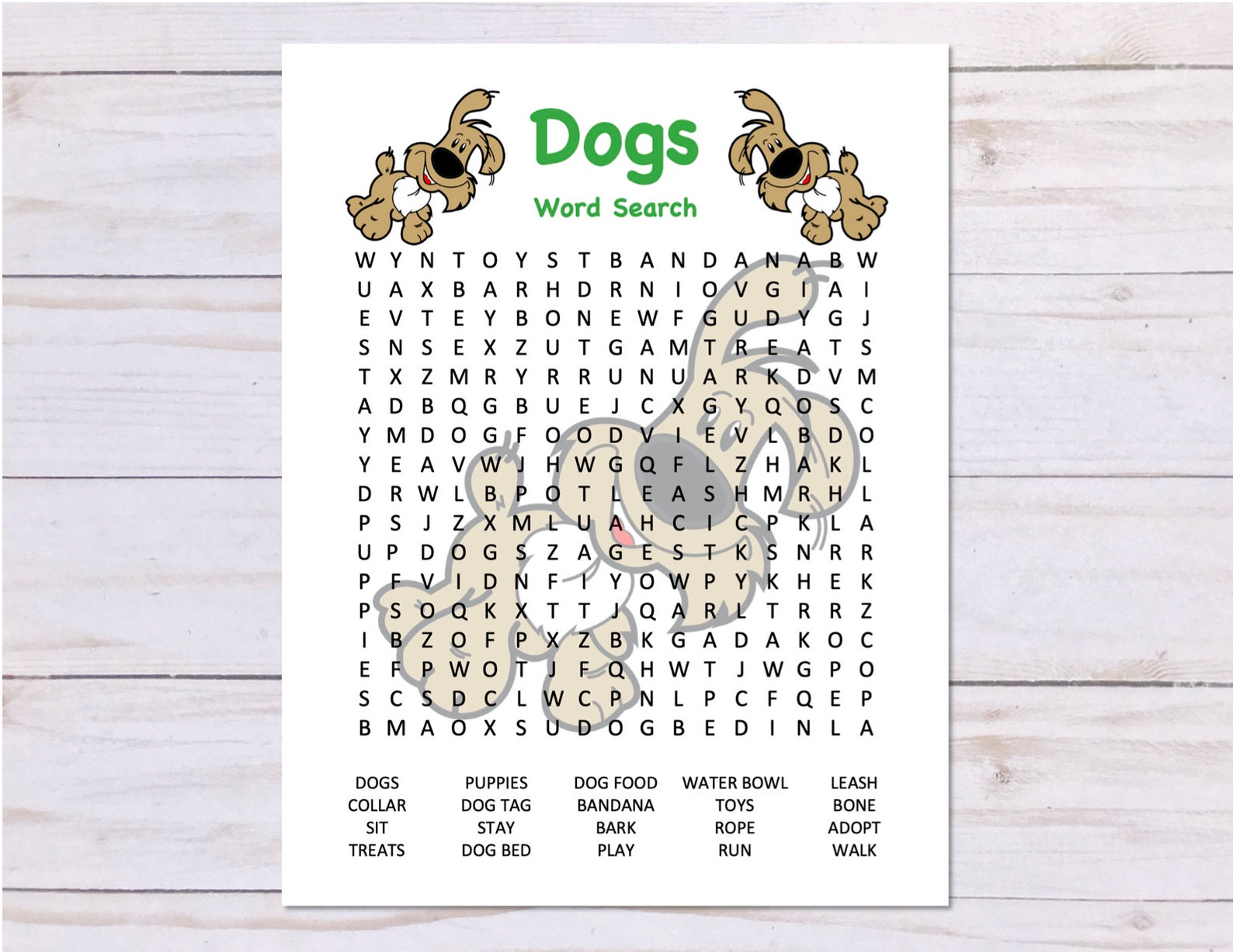 Set of 2 Dog Word Games, Word Search, Word Scramble, Dog Party Game ...