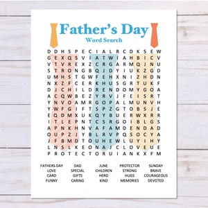 Set of 3 Father's Day Word Games, Word Search, Word Scramble, Anagram ...