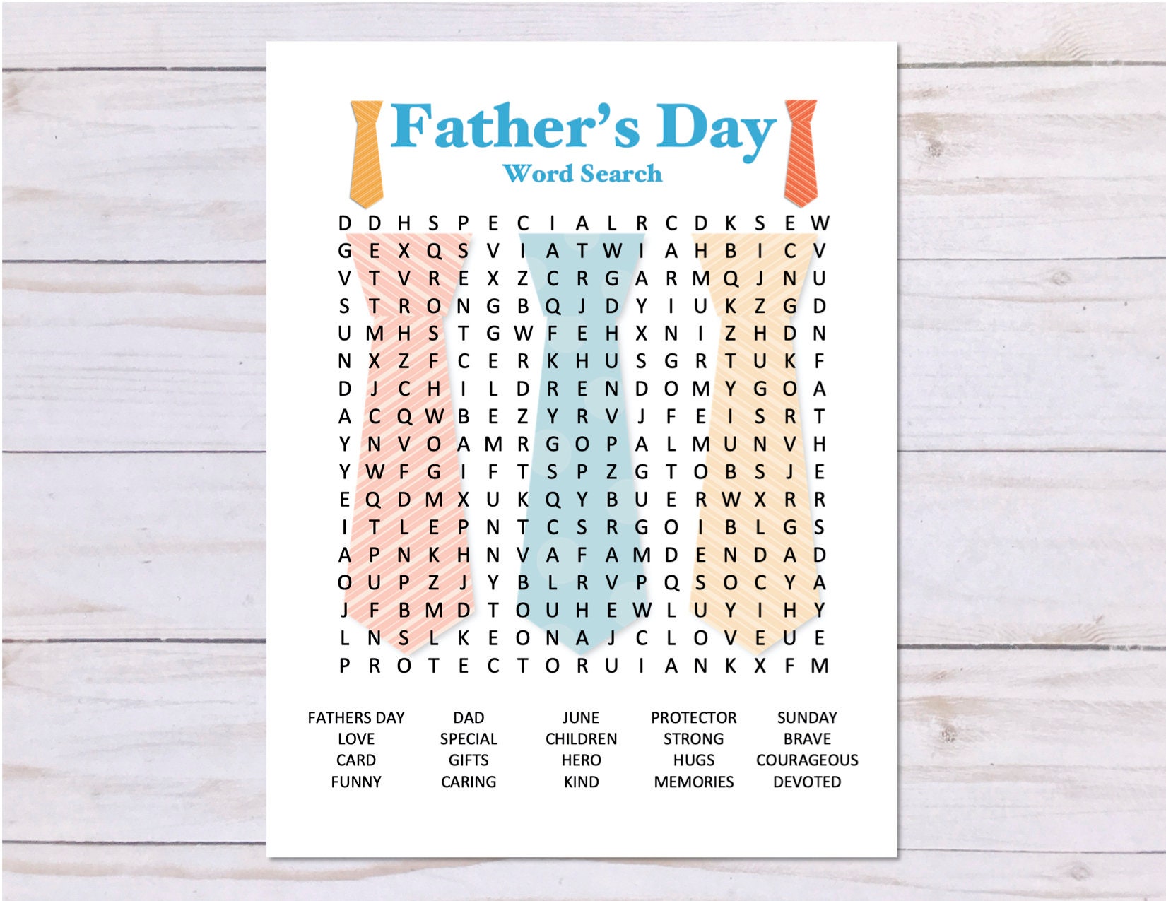 Set of 3 Father's Day Word Games, Word Search, Word Scramble, Anagram ...