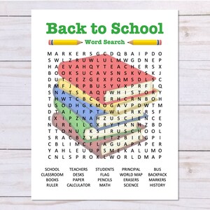 Set of 3 Back to School Printable Games Word Search, Word Scramble ...