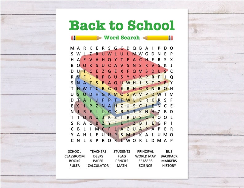 Set of 3 Back to School Printable Games Word Search, Word Scramble ...