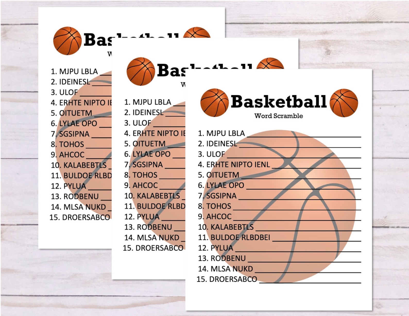 Set of 3 Basketball Games, Word Search, Word Scramble, Anagram ...
