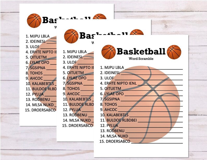 Set of 3 Basketball Games, Word Search, Word Scramble, Anagram ...
