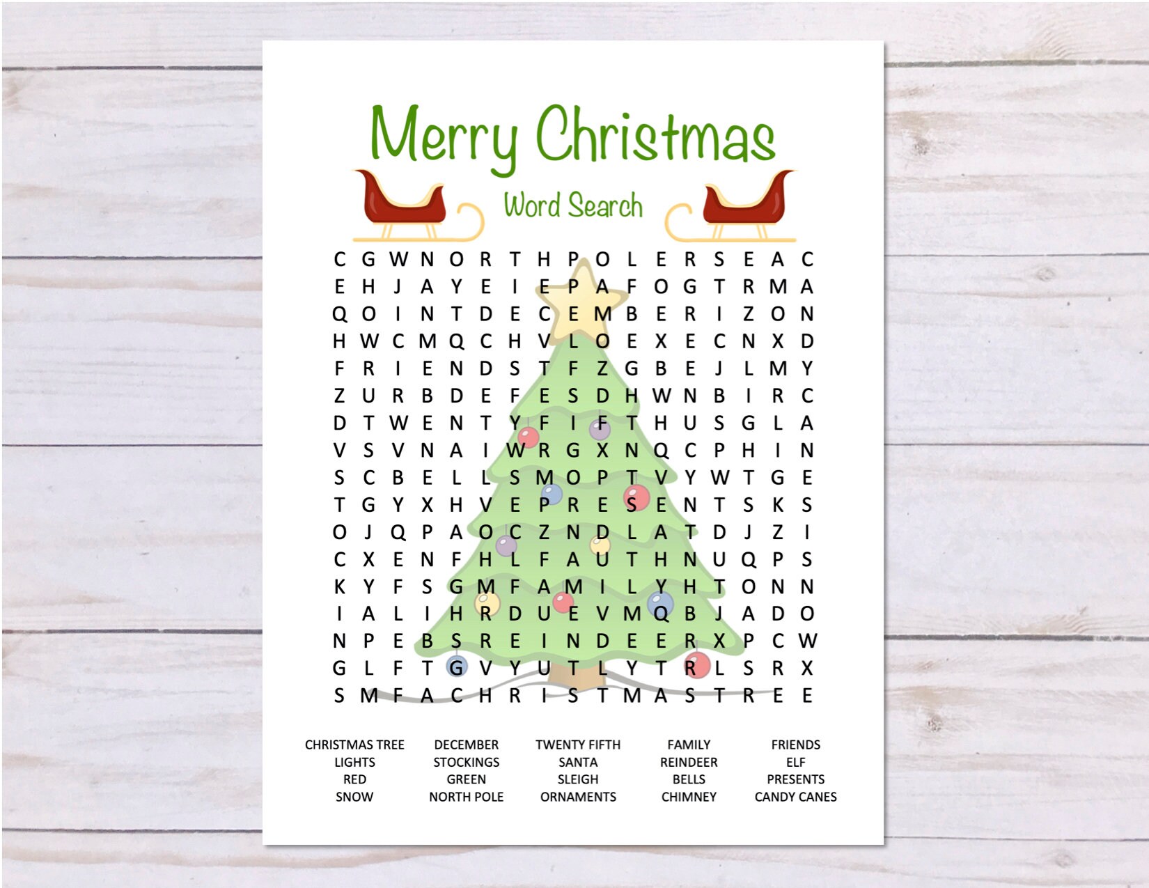 Set of 6 Merry Christmas Games, Word Search, Word Scramble, Anagram ...
