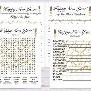 Set of 4 Happy New Year Games, Word Search, Word Scramble, Anagram, My ...