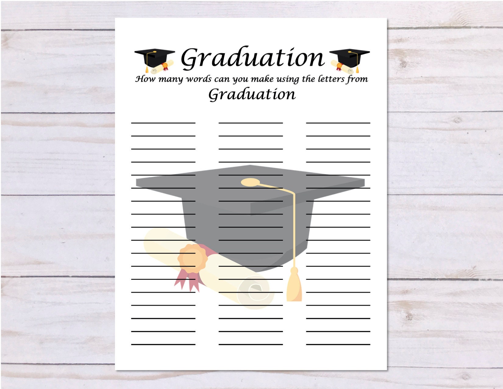 Set of 3 College Graduation Games, Word Search, Word Scramble, Anagram ...