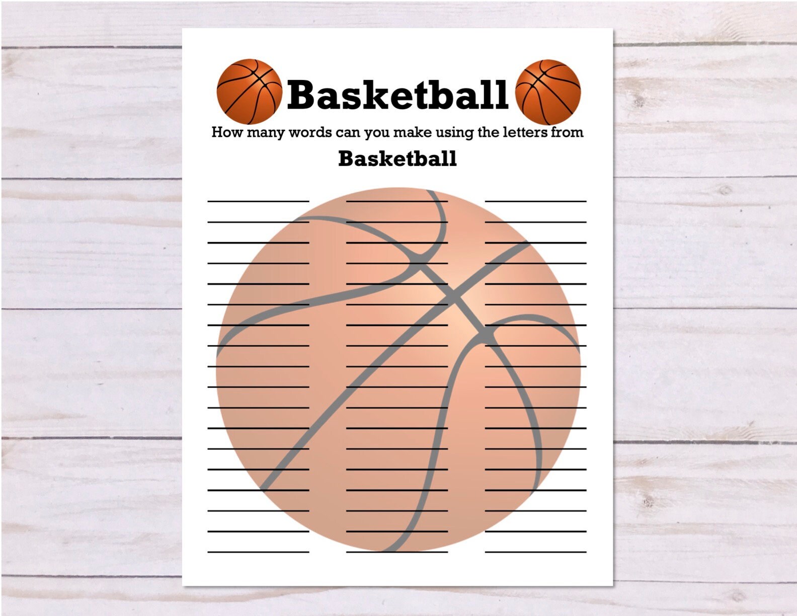 Basketball Word Game Anagram Basketball Party Game Printable | Etsy