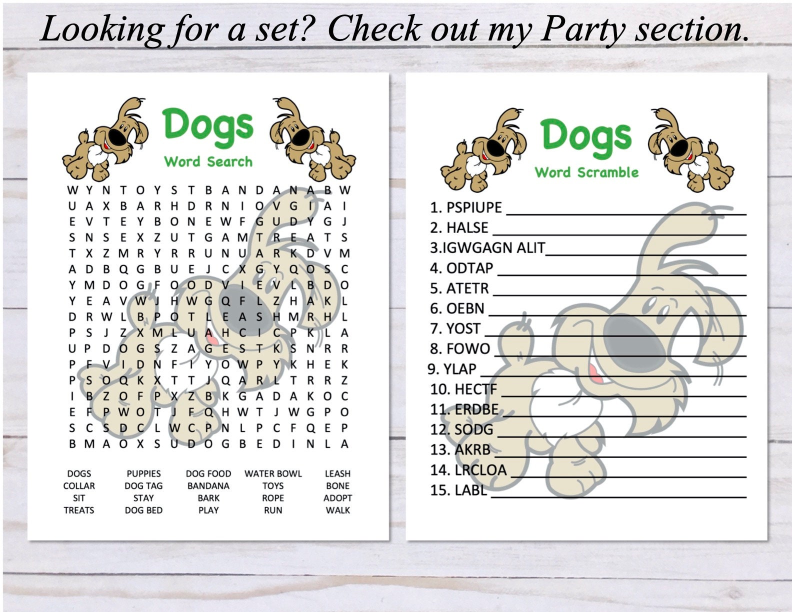 Dog Word Scramble Game, Dog Party Game Printable, Dogs Printable, Dog ...
