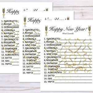 Set of 4 Happy New Year Games, Word Search, Word Scramble, Anagram, My ...