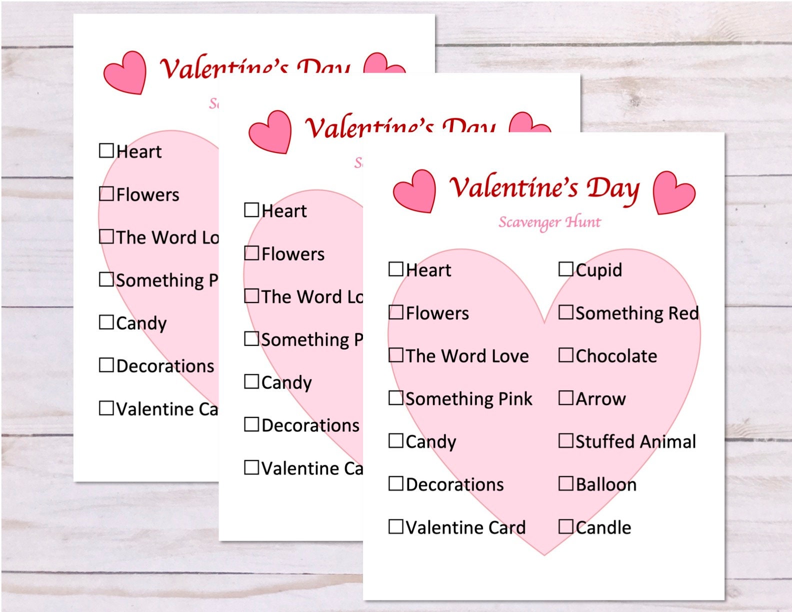 Valentine's Day Scavenger Hunt, Valentine Scavenger Hunt Instant ...