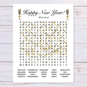 Set of 4 Happy New Year Games, Word Search, Word Scramble, Anagram, My ...