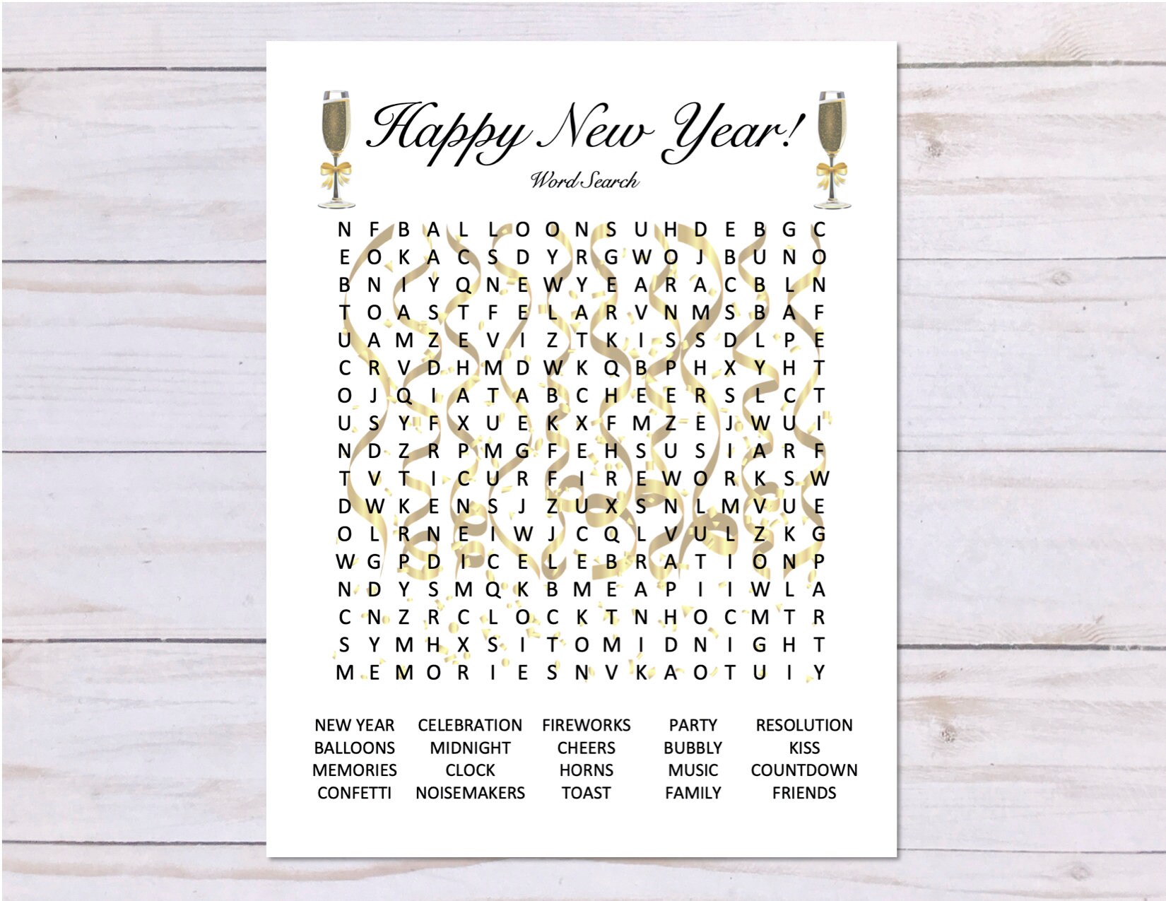 Set of 4 Happy New Year Games, Word Search, Word Scramble, Anagram, My ...
