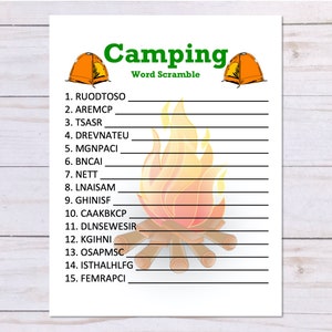 Set of 2 Camping Word Games, Word Search and Word Scramble, Camping ...