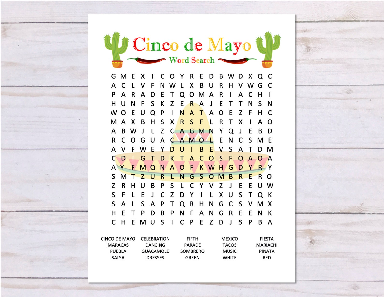 Set of 3 Cinco De Mayo Games, Word Search, Word Scramble, Anagram ...