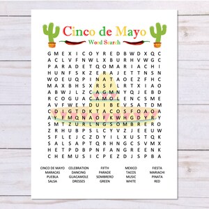 Set of 3 Cinco De Mayo Games, Word Search, Word Scramble, Anagram ...