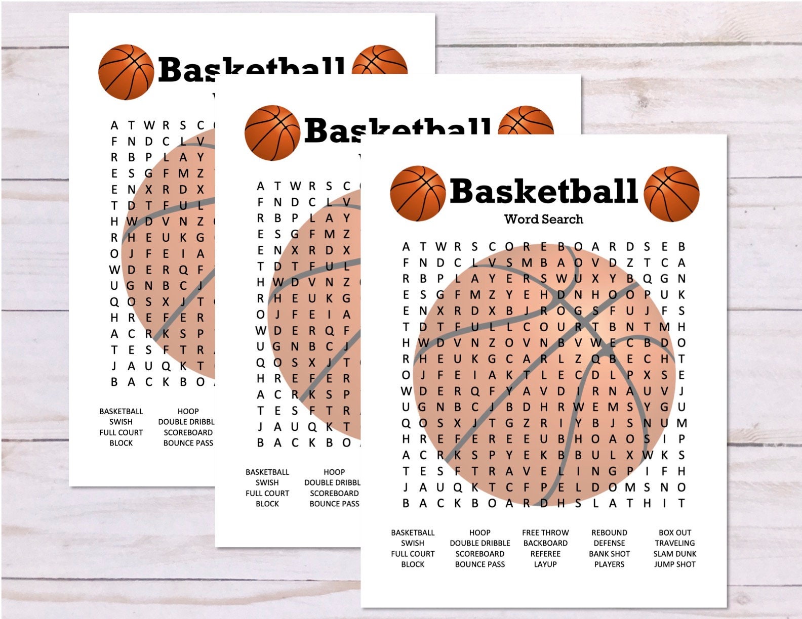 Set of 3 Basketball Games, Word Search, Word Scramble, Anagram ...