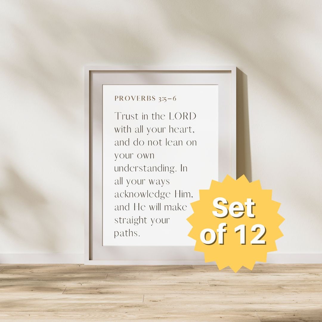 Printable Bible Verse Poster Set 12 Pieces Encouraging - Etsy UK