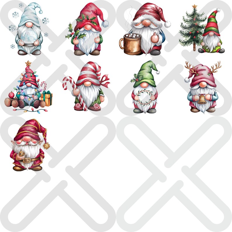 Festive Winter Gnome PNG Clipart Bundle 25 Watercolor Designs for ...