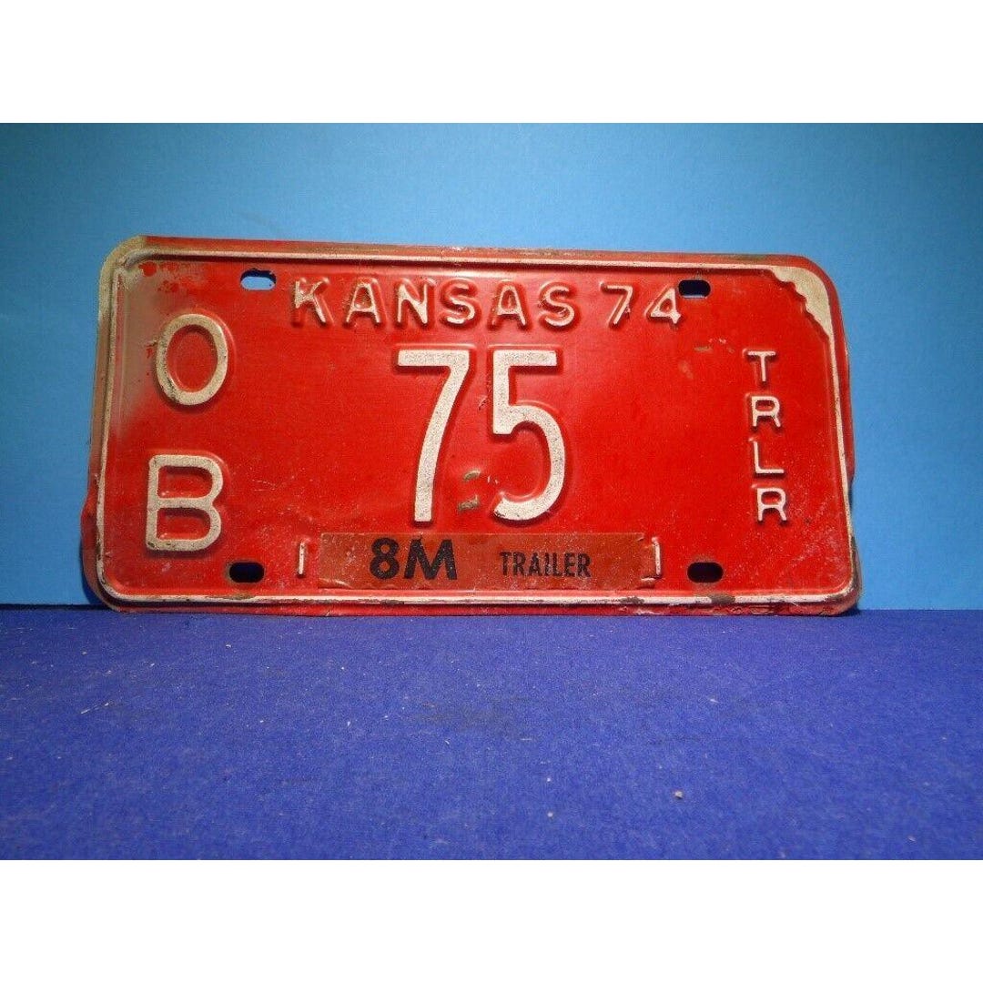 1974 Kansas Trailer 8M Regular Tag License Plate OB 75 Osborne County ...
